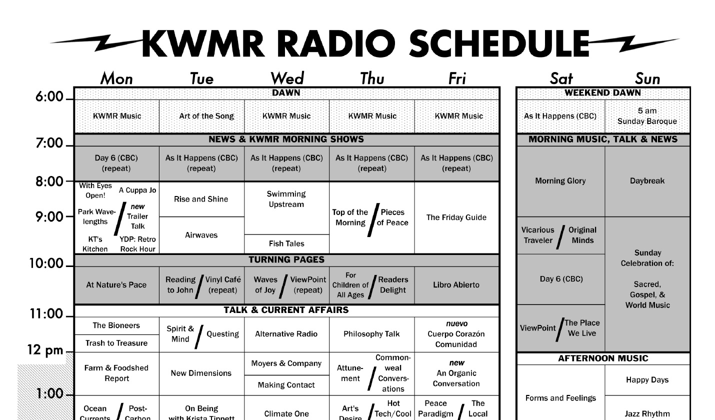Schedule ⋆ KWMR